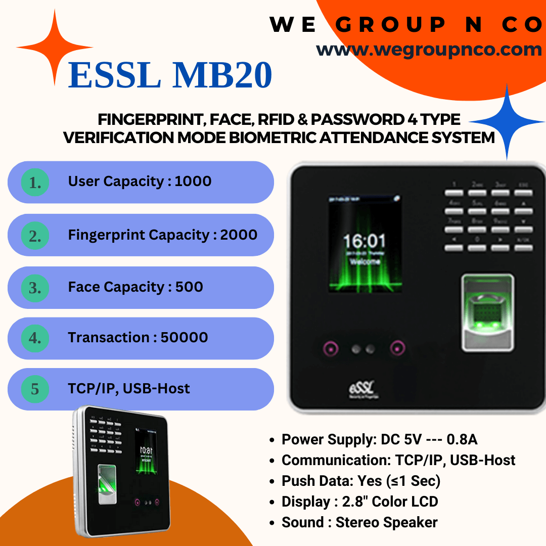 ESSL MB20 Face Recognition Time Attendance System